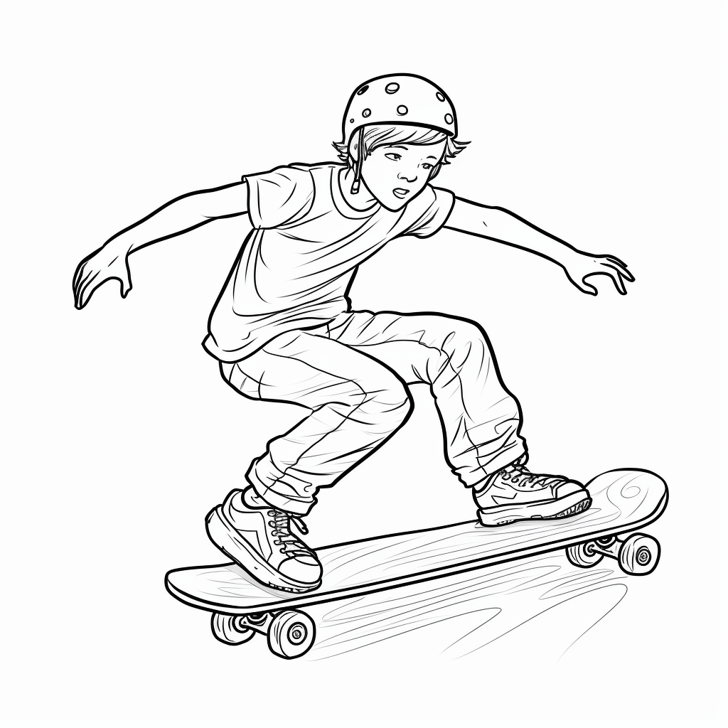Skater steht auf dem Skateboard - happycoloring.net Skater steht auf dem Skateboard - happycoloring.net